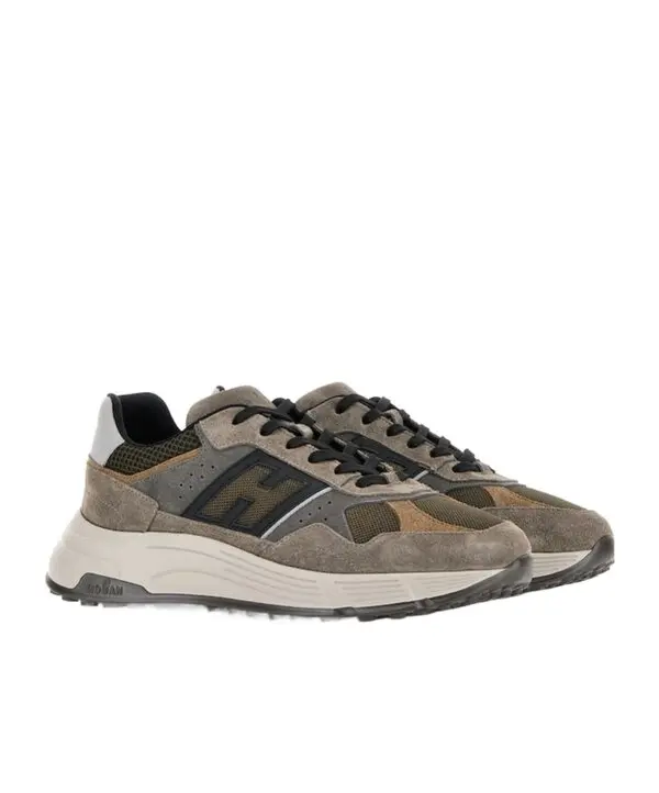 Hogan Hyperlight Lace-up Sneakers With H Logo Detailing - Brown