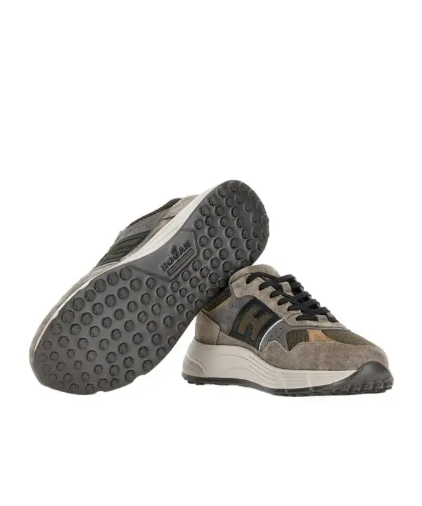 Hogan Hyperlight Lace-up Sneakers With H Logo Detailing - Brown