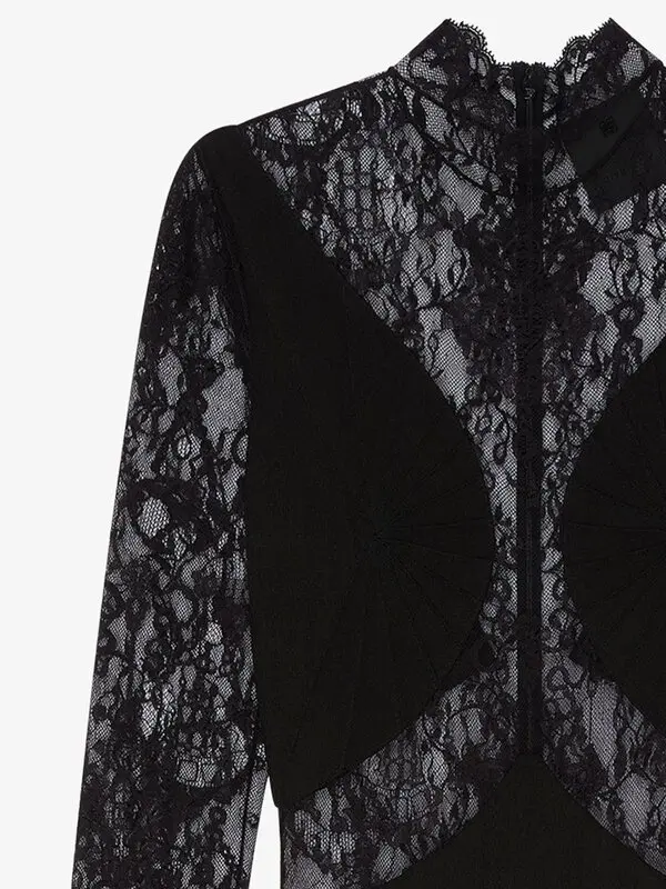 Givenchy Lace Detailed High Neck Mini Dress