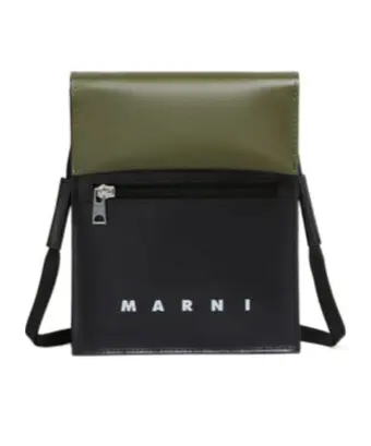 Marni Tribeca Shoulder Bag - Dark Sage/black