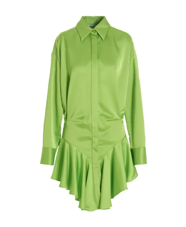 Attico Ruffled Hem Satin Mini Dress