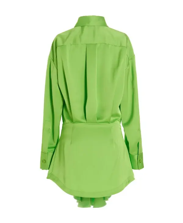 Attico Ruffled Hem Satin Mini Dress