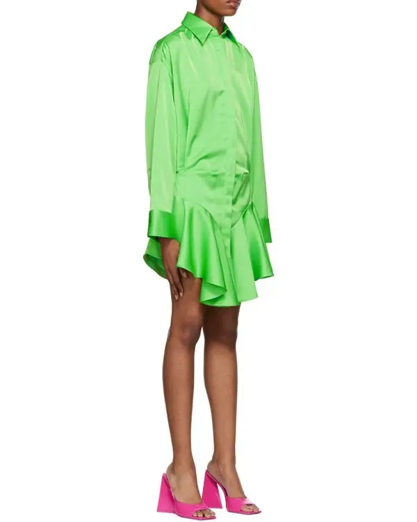 Attico Ruffled Hem Satin Mini Dress