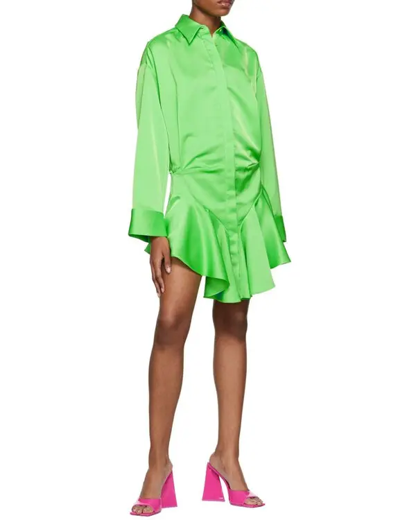 Attico Ruffled Hem Satin Mini Dress
