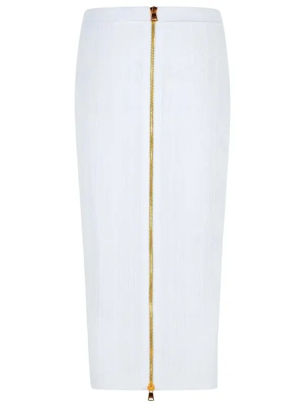 Balmain Cable-knit Midi Skirt - White