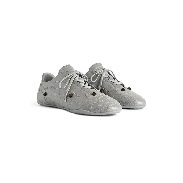 Balenciaga City Lace-up Sneakers With Brass Rivets - Grey