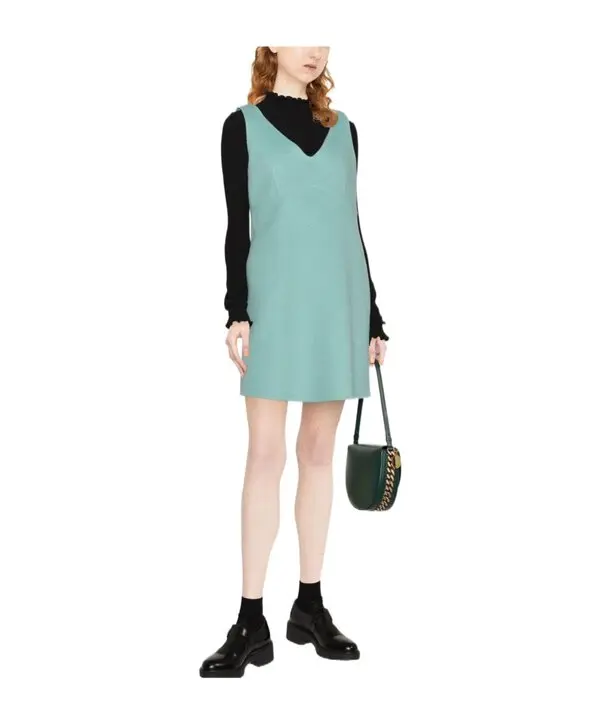 P.a.r.o.s.h Sleeveless V-neck Wool Dress - Blue