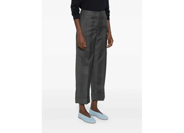 Peserico Herringbone Wool Trousers With Flap Hem
