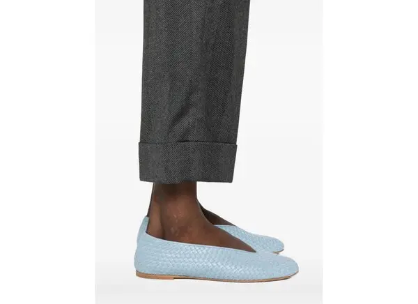 Peserico Herringbone Wool Trousers With Flap Hem