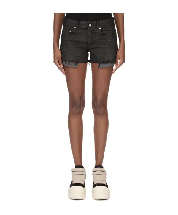 Rick Owens Temple Lana Cut Offs Denim Shorts - Black