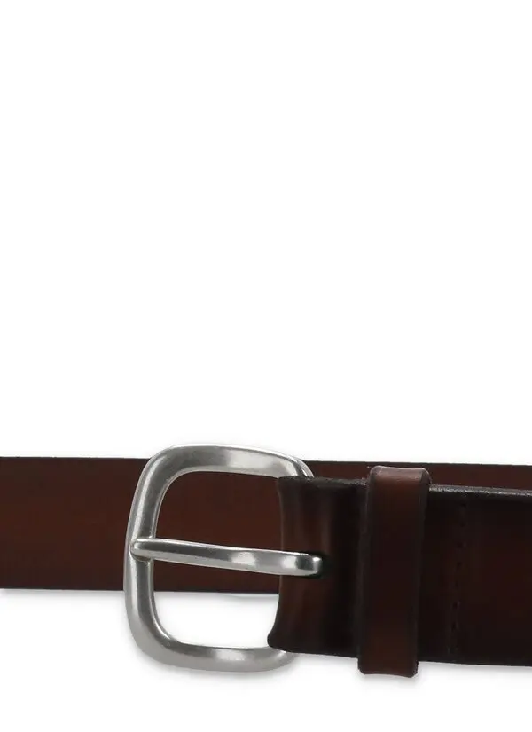 ORTIGNI Geometric Buckle Leather Belt - Black