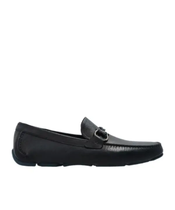 FERRAGAMO Flat Loafers With Metallic Embellishments - Navy