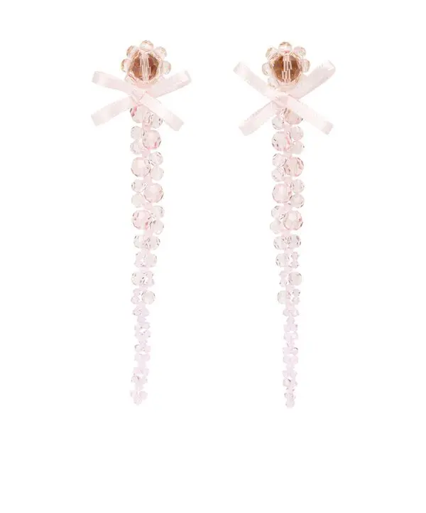 Simone Rocha Bow Crystal Drop Earrings - Pink