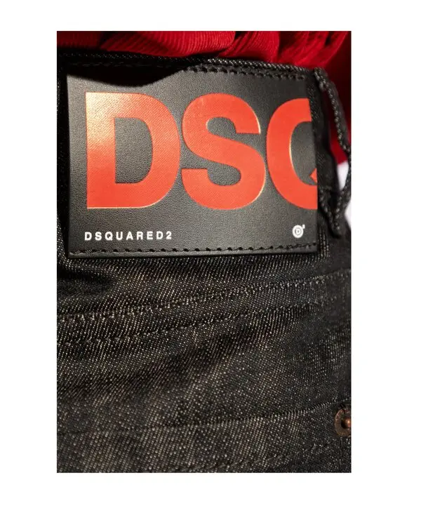 Dsquared2 Logo Patch Wide-leg Jeans - Black