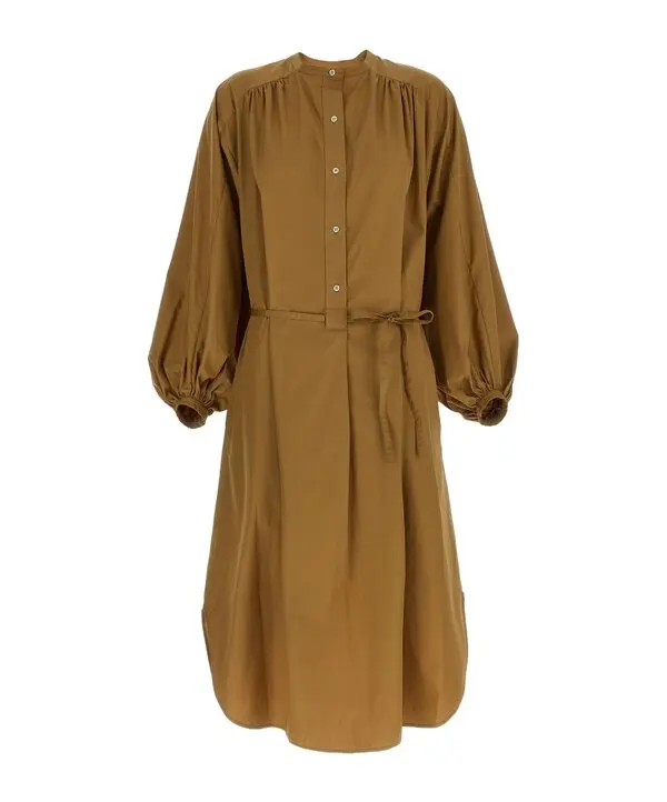 Loulou De Saison Balloon-sleeved Midi Dress - Brown