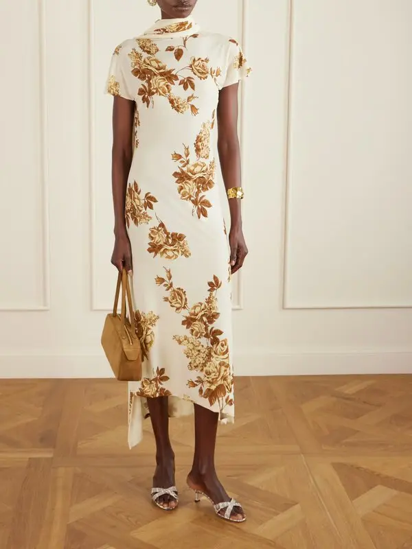 Magda Butrym Printed Stretch Knit Midi Dress
