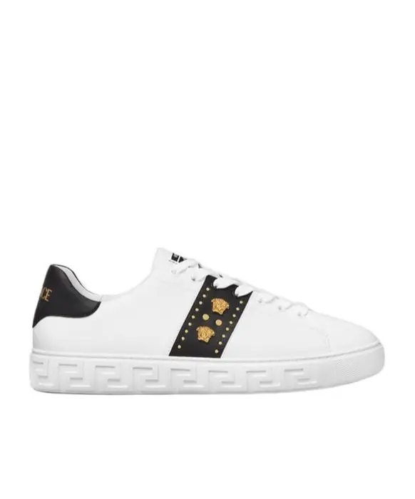 Versace Greca Embellished Lace-up Sneakers - White
