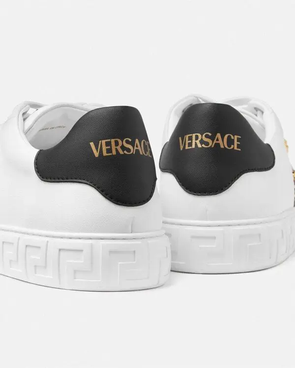 Versace Greca Embellished Lace-up Sneakers - White