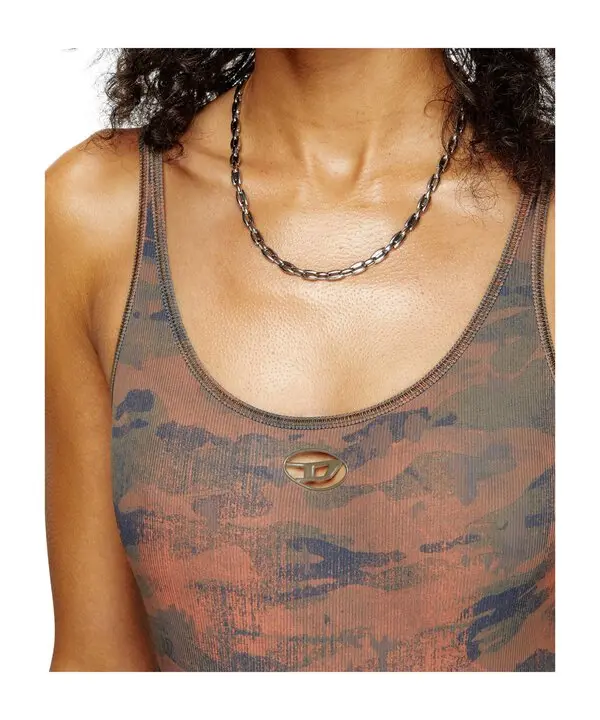 DIESEL® Camouflage Print Ribbed One-piece Swimsuit