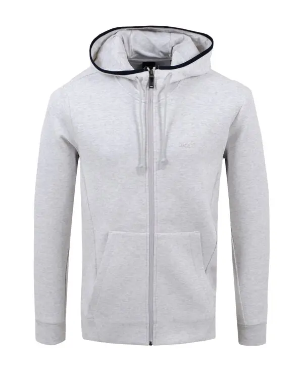 Hugo Boss Zip-up Hoodie With Embossed Logo - White