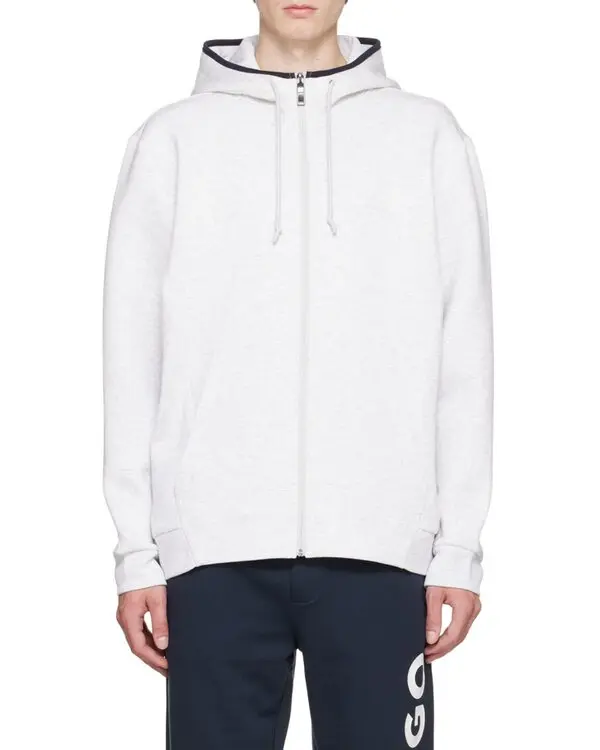 Hugo Boss Zip-up Hoodie With Embossed Logo - White