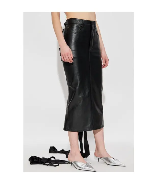 Balenciaga Lace-up Leather Skirt
