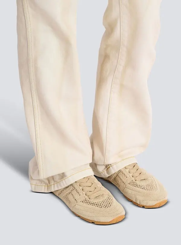 Balmain Racer 45 Macramé Low-top Sneakers - Beige