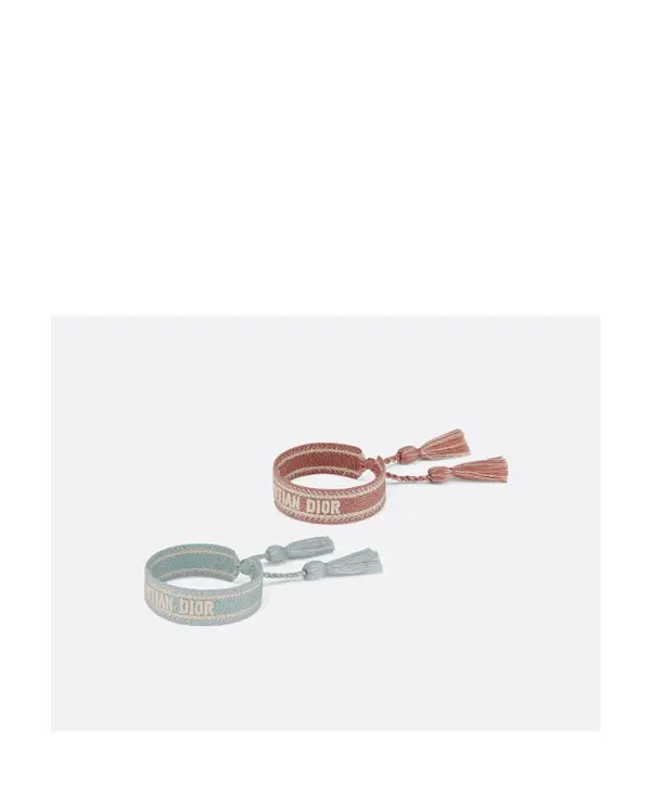 Dior Embroidered Bracelets Set Of Two - Gray