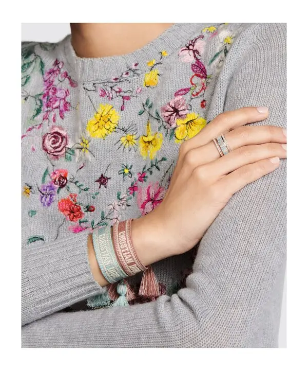 Dior Embroidered Bracelets Set Of Two - Gray