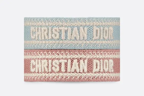 Dior Embroidered Bracelets Set Of Two - Gray