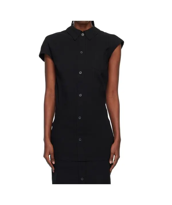 Issey Miyake Button-fastening Short-sleeve Top - Black