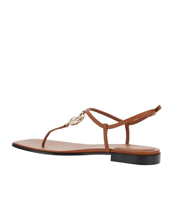 Gucci Thong Sandals With Adjustable Ankle Strap And Horsebit Detail - Brown