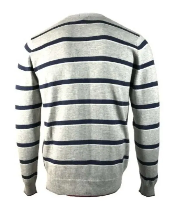 Emporio Armani Striped Crew Neck Long Sleeve Sweater - Gray