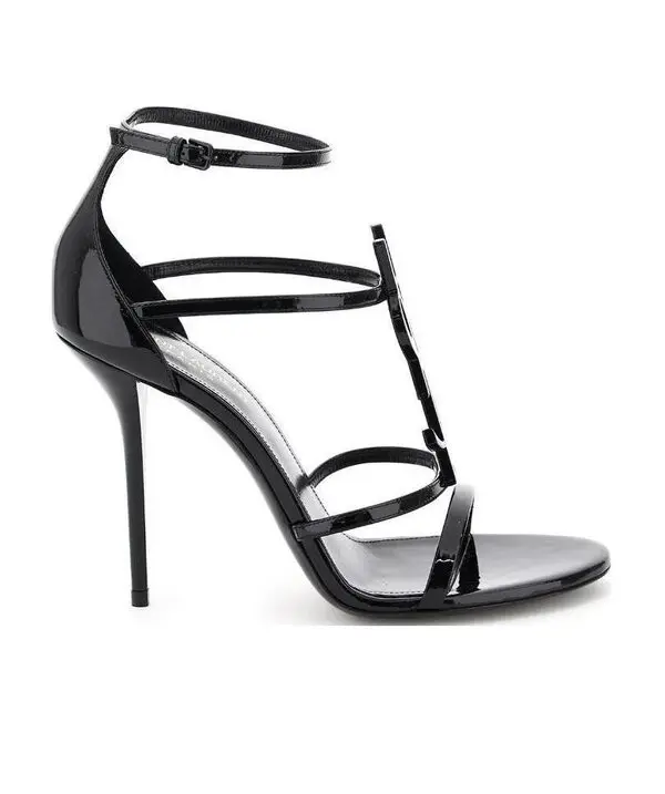 Saint Laurent Cassandra Open Toe Stiletto Sandals - Black