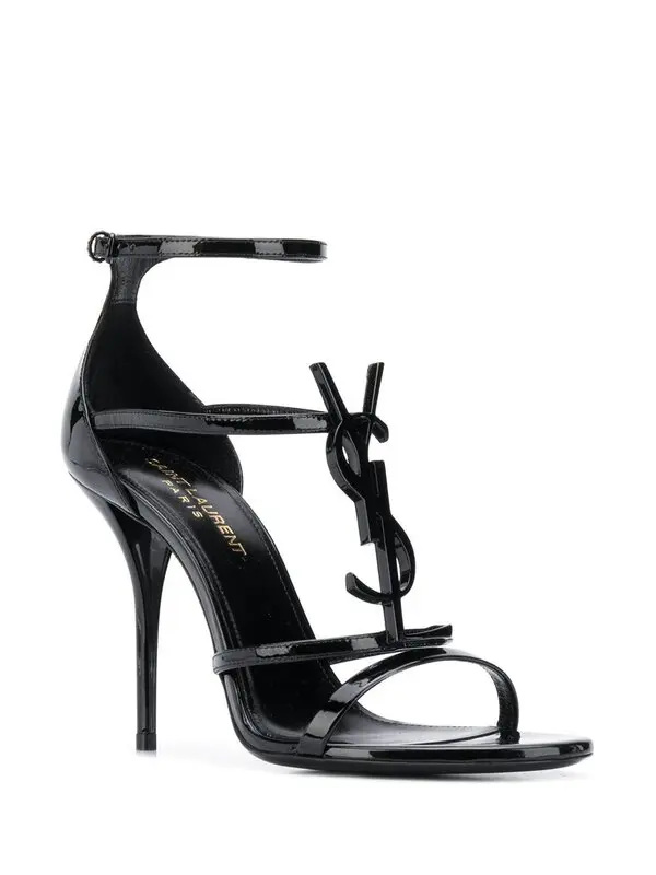 Saint Laurent Cassandra Open Toe Stiletto Sandals - Black