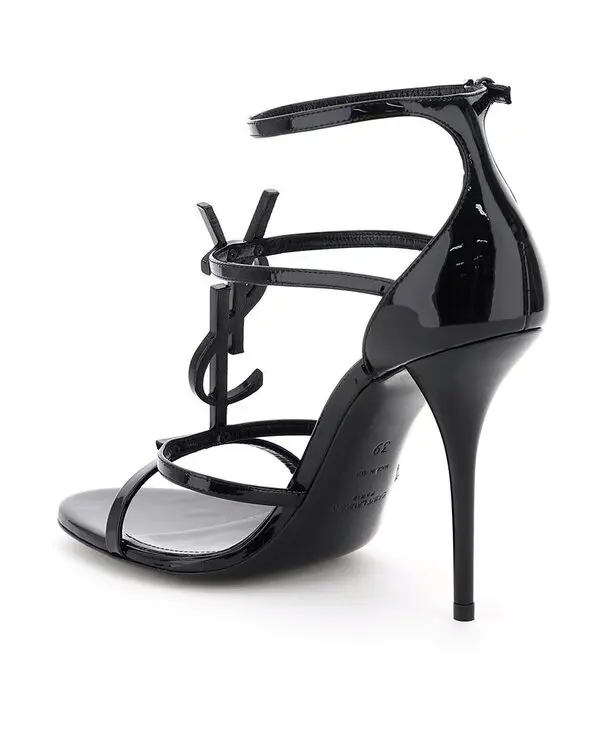 Saint Laurent Cassandra Open Toe Stiletto Sandals - Black