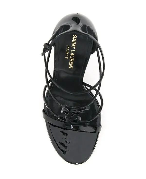 Saint Laurent Cassandra Open Toe Stiletto Sandals - Black