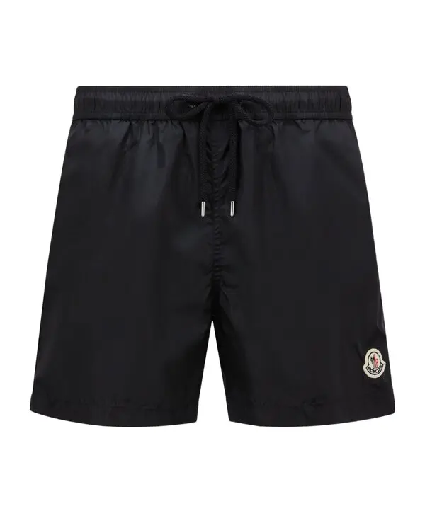 Moncler Logo Patch Drawstring Swim Shorts - Night Blue