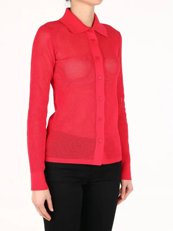 Bottega Veneta Mesh Buttoned Cardigan - Red