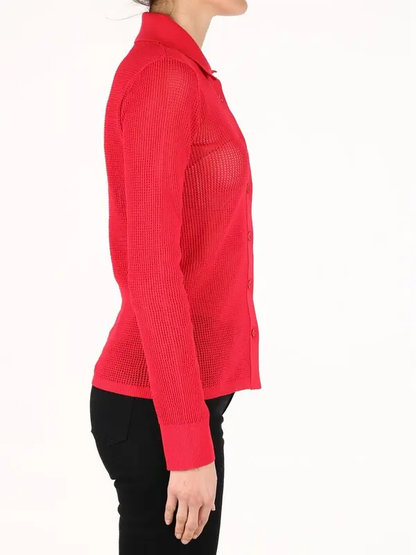 Bottega Veneta Mesh Buttoned Cardigan - Red