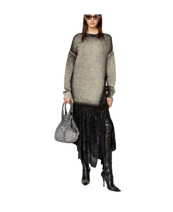 DIESEL® Asymmetric Hem Knitted Midi Dress
