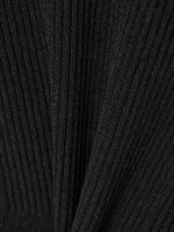 Alaïa Off-shoulder Ribbed Long-sleeve Bodysuit - Black
