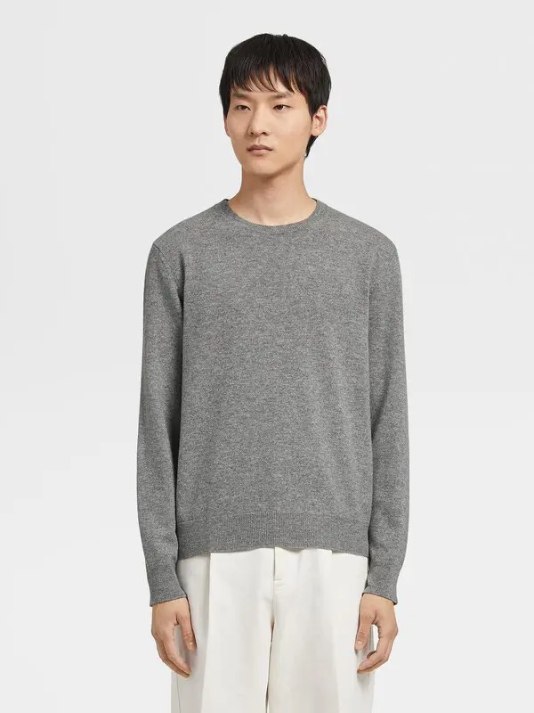 Zegna Crew Neck Cashmere Sweater - Gray