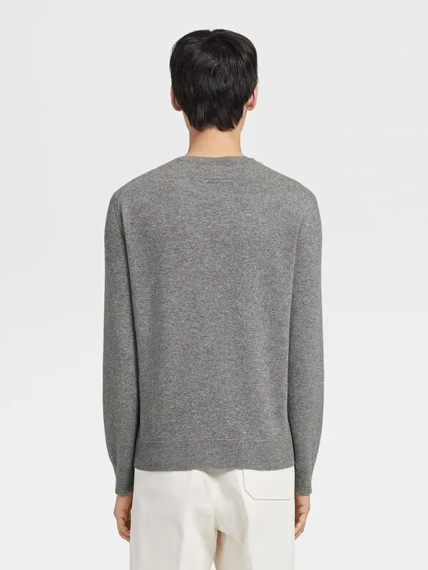 Zegna Crew Neck Cashmere Sweater - Gray