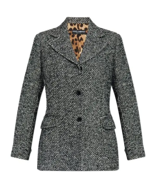 Dolce & Gabbana Textured Flap-pocket Tweed Jacket - Gray
