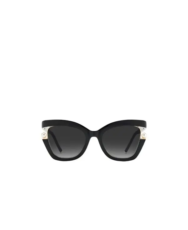 Carolina Herrera Cat Eye Full Rim Sunglasses With Pearl Embellishments - Black