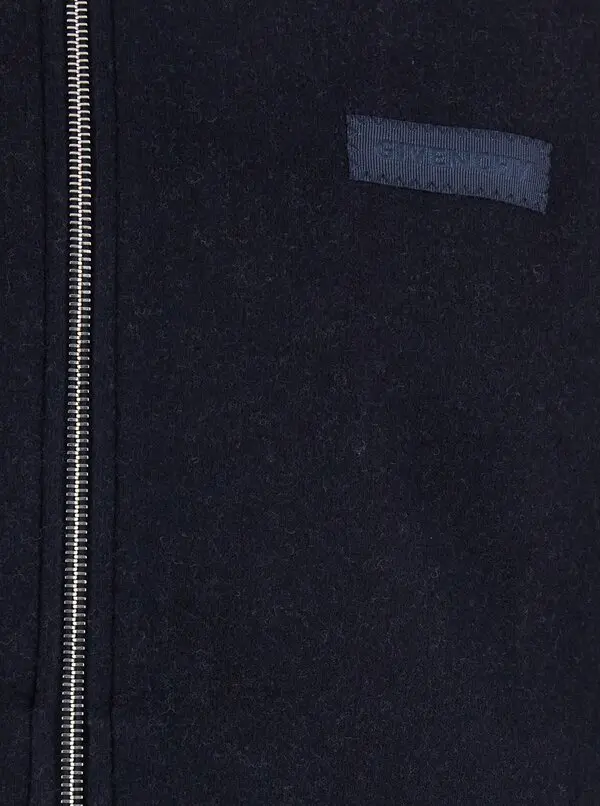 Givenchy Logo Patch High-neck Zip-up Jacket - Blue