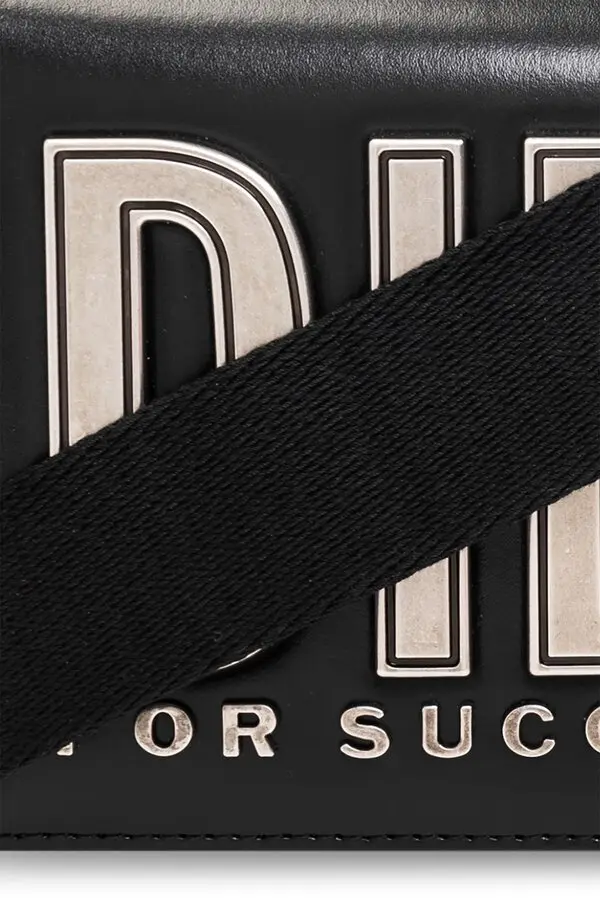 DIESEL® Logo Lettering Foldover Shoulder Bag - Black