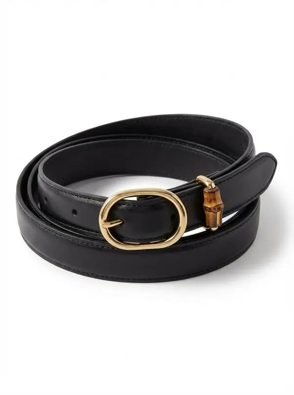 Gucci Oval Buckle Skinny Belt - Black