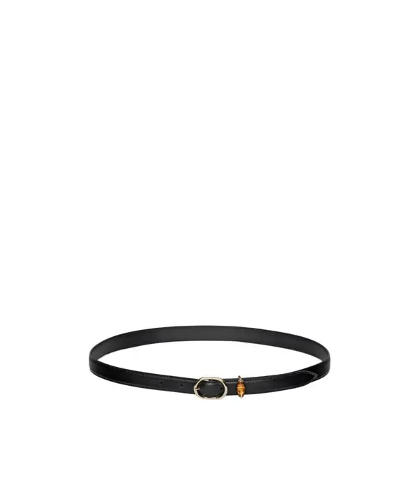 Gucci Oval Buckle Skinny Belt - Black